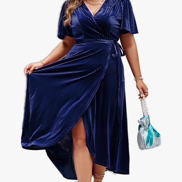 Amazon | Dresses | Chic Navy Wrap Dress | Poshmark